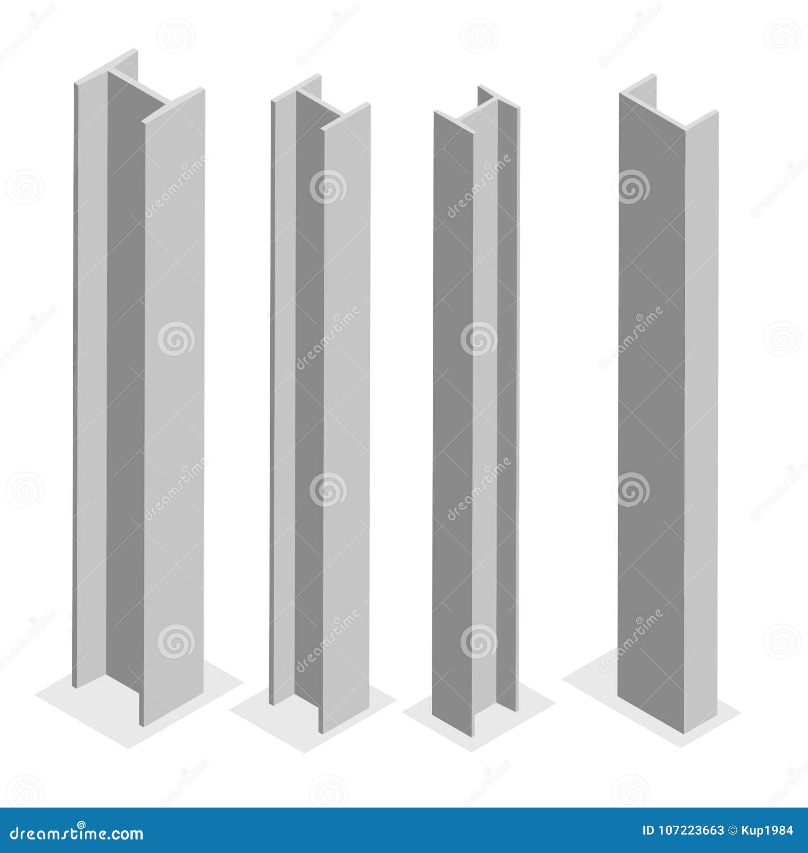 Steel Beam Isometric Vector Illustration. Stock Vector - Illustration ...