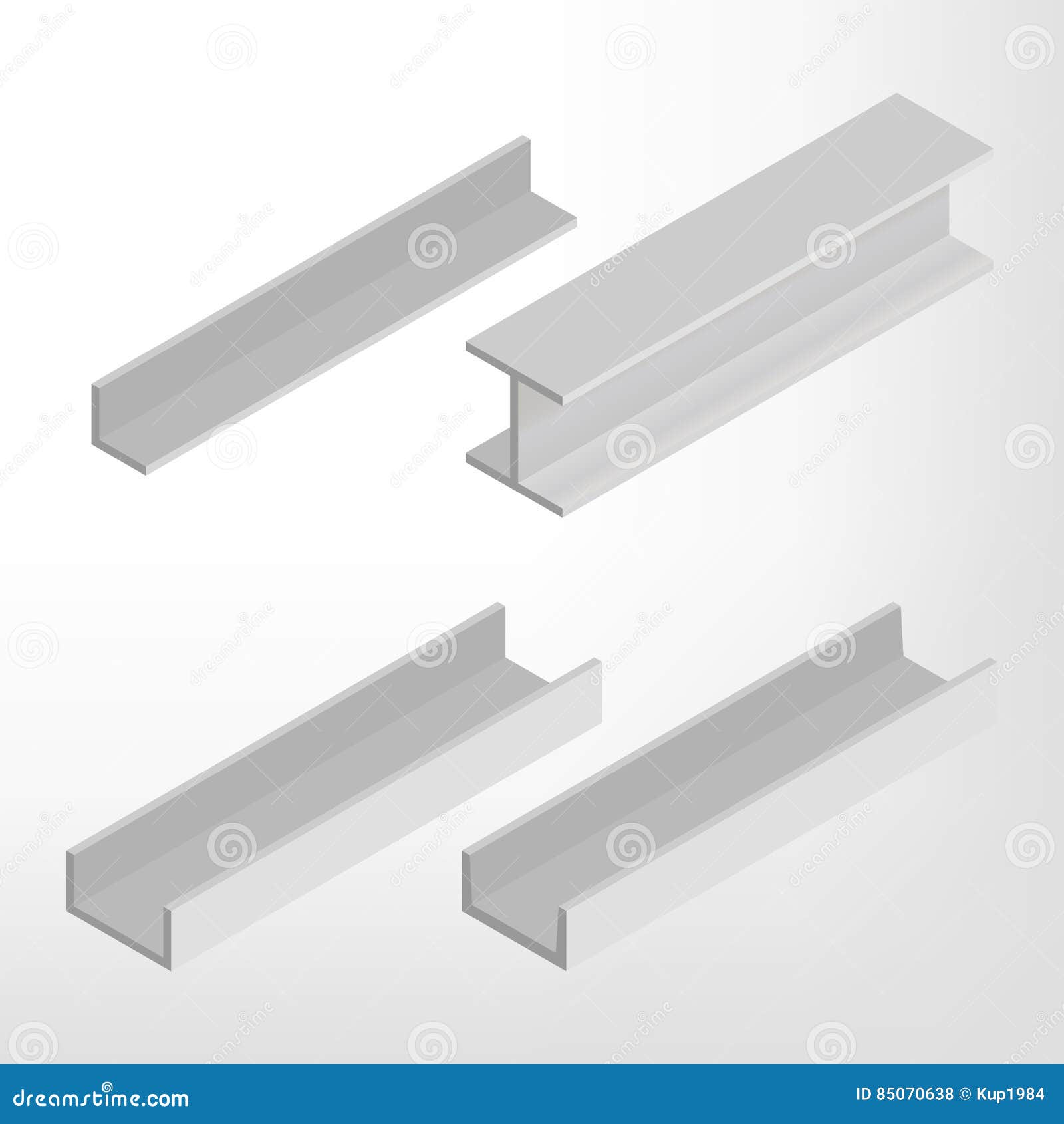 Steel Beam Isometric Vector Illustration. Stock Vector - Illustration ...