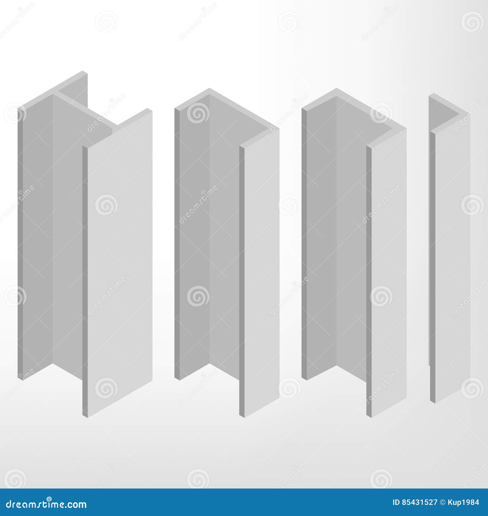 Steel Beam Isometric Vector Illustration. Stock Vector - Illustration ...