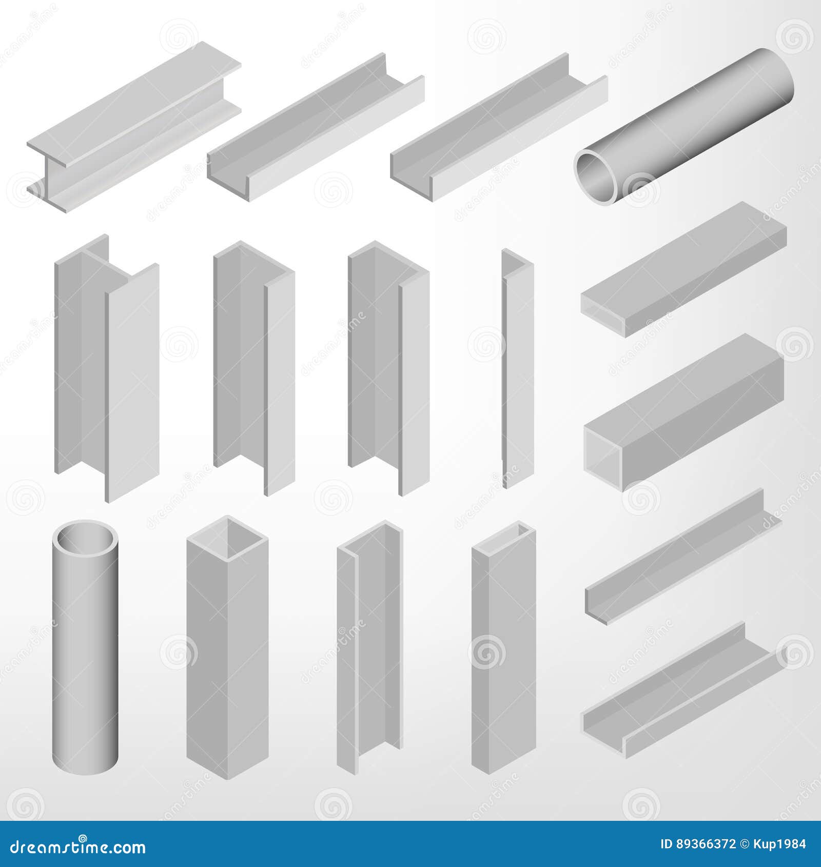 Steel Beam Isometric Vector Illustration. Stock Vector - Illustration ...