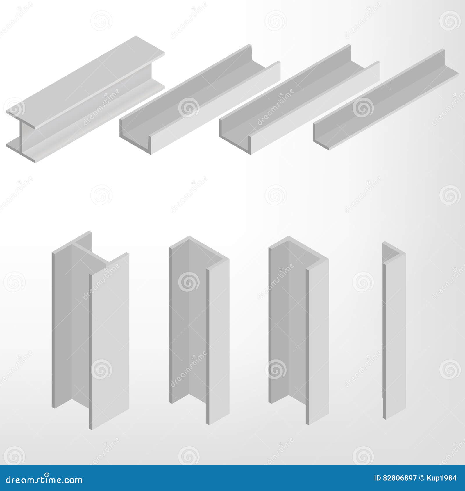 Steel Beam Isometric Vector Illustration. Stock Vector - Illustration ...