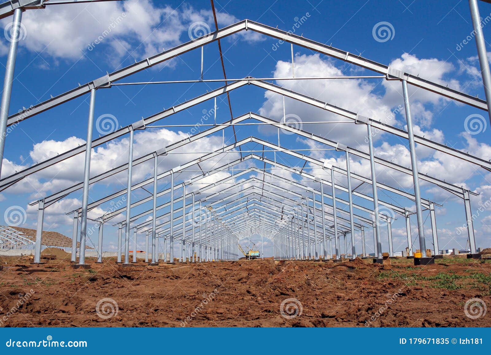 Steel Beam Structure on New Building. Fast Building Construction Stock ...