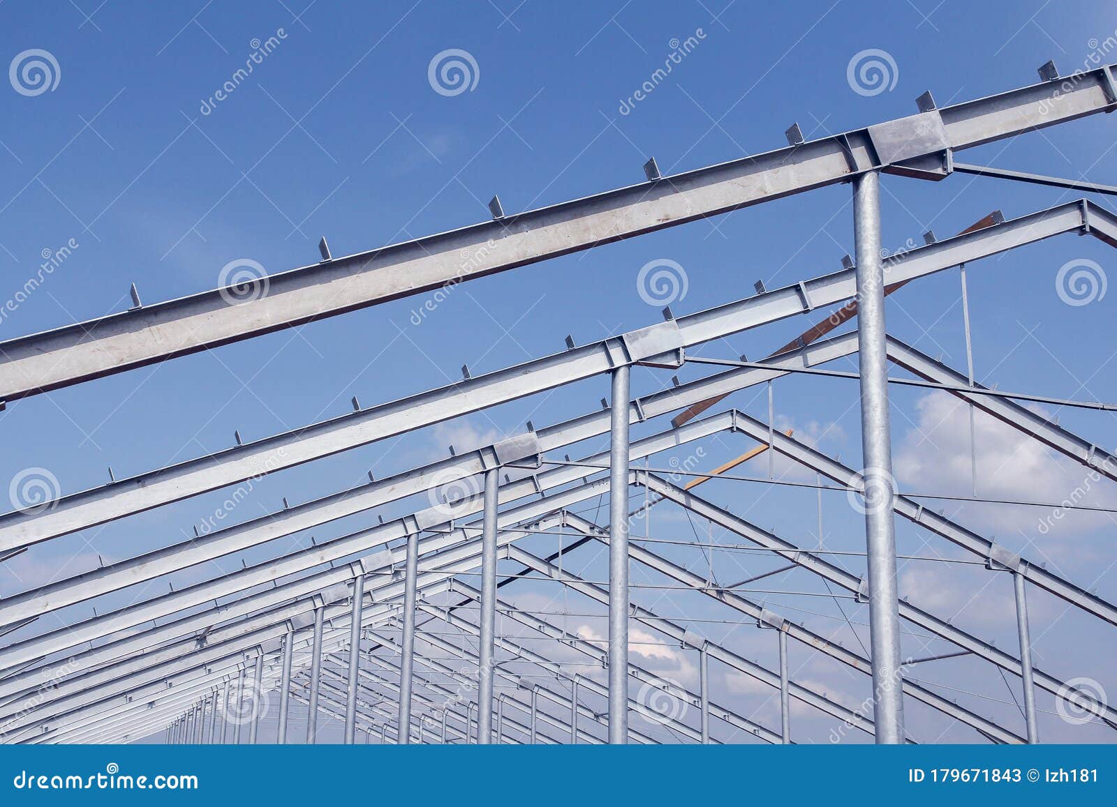 Steel Beam Structure on New Building. Fast Building Construction Stock ...