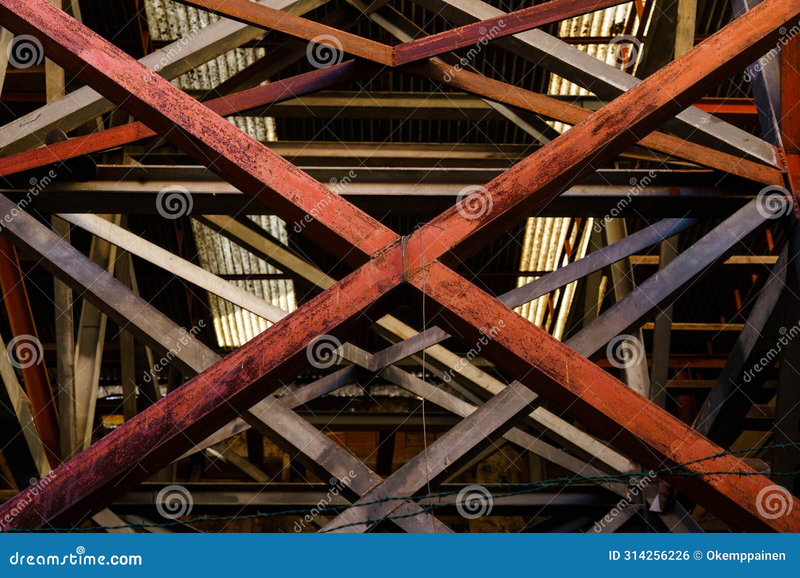 Steel Beams Forming X in Metal Structure Stock Photo - Image of ...