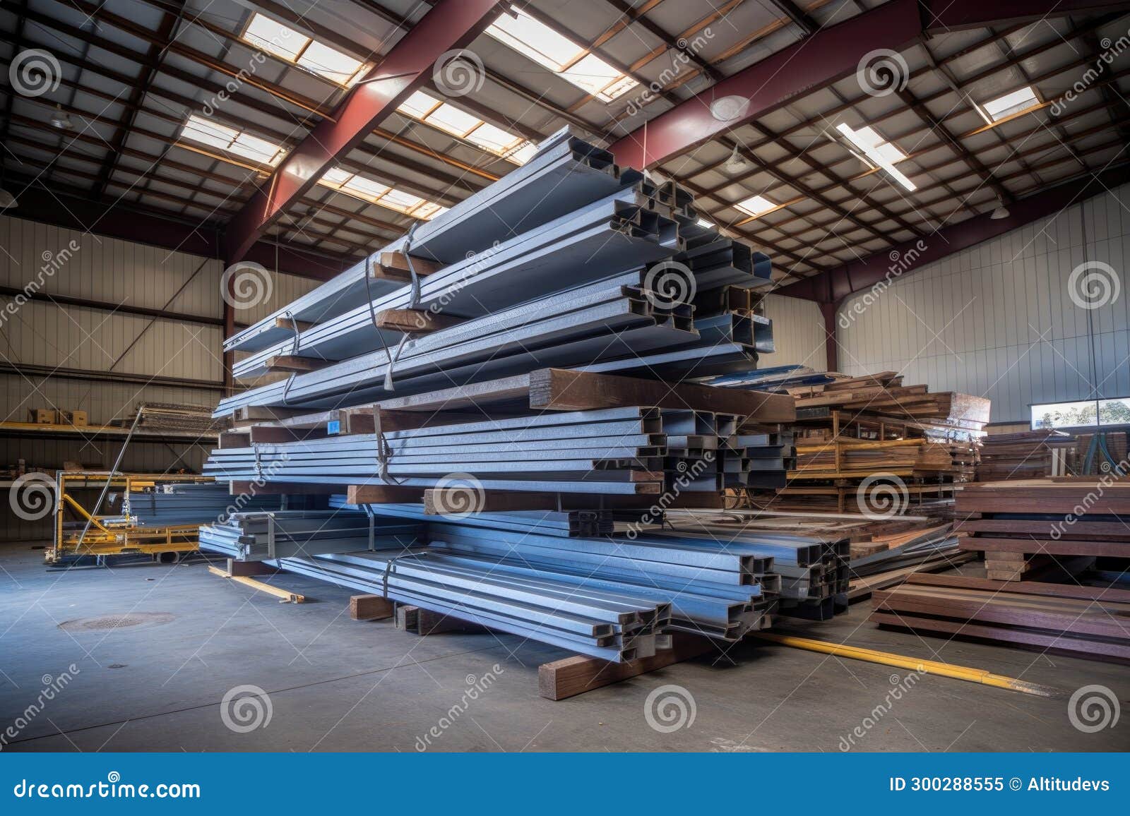 Steel Beams Stacked in a Warehouse for Storage Stock Image - Image of ...