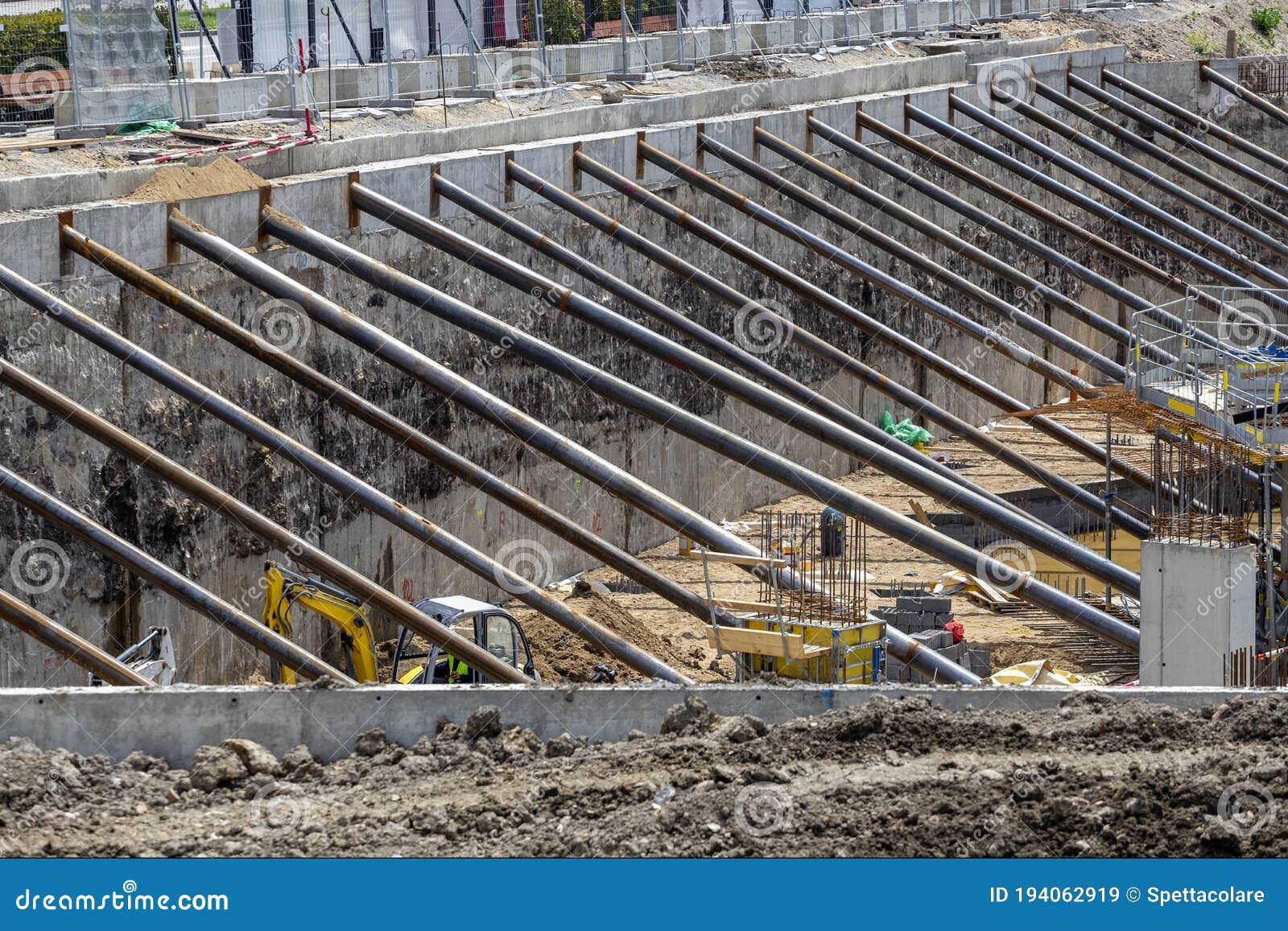 Steel Beams Supporting Concrete Wall Stock Image - Image of cement ...