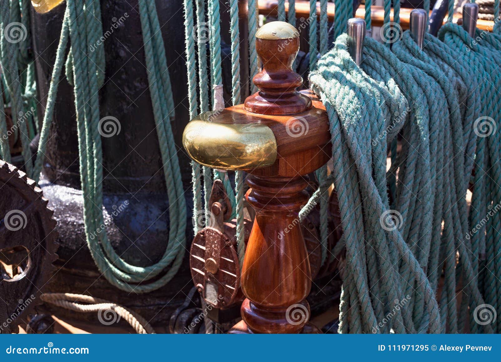 Steel Belaying Pins on a Sailing Ship. Stock Image - Image of nautical ...