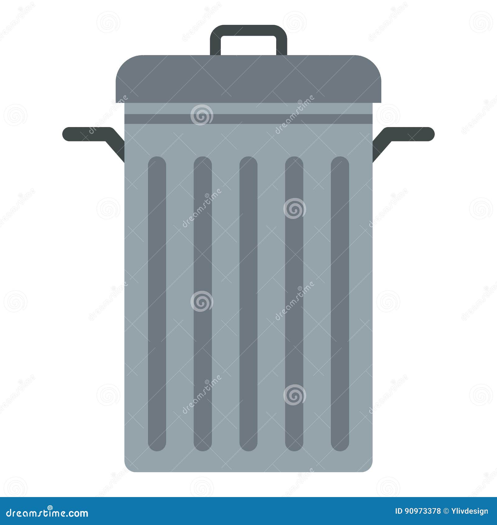 Steel bin icon isolated stock vector. Illustration of flat - 90973378