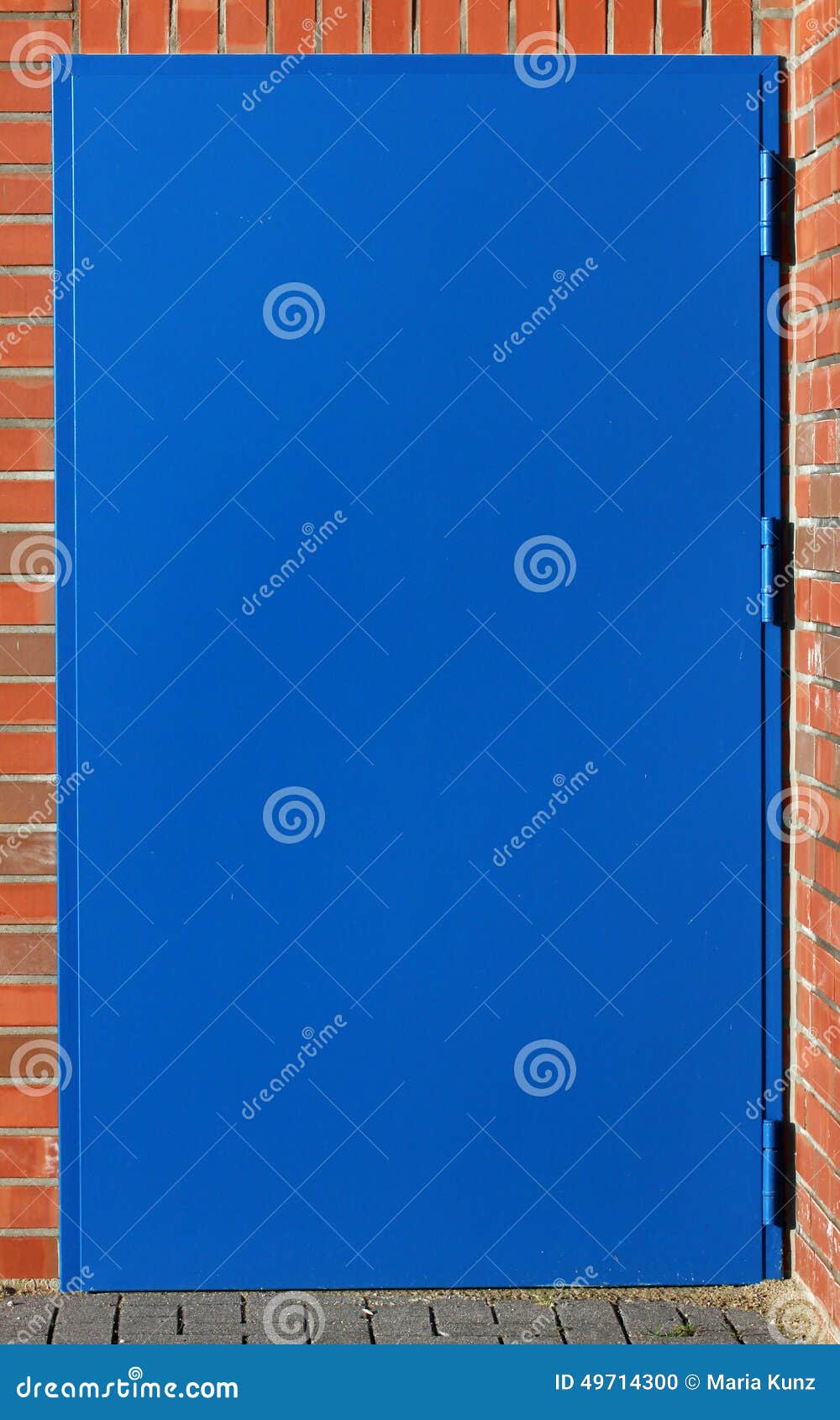 Steel Blue Door Brick House Stock Photo - Image of closed, front: 49714300