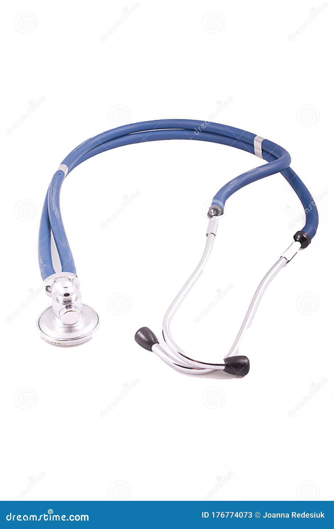 Steel Blue Medical Stethoscope on a White Isolated Background Stock ...