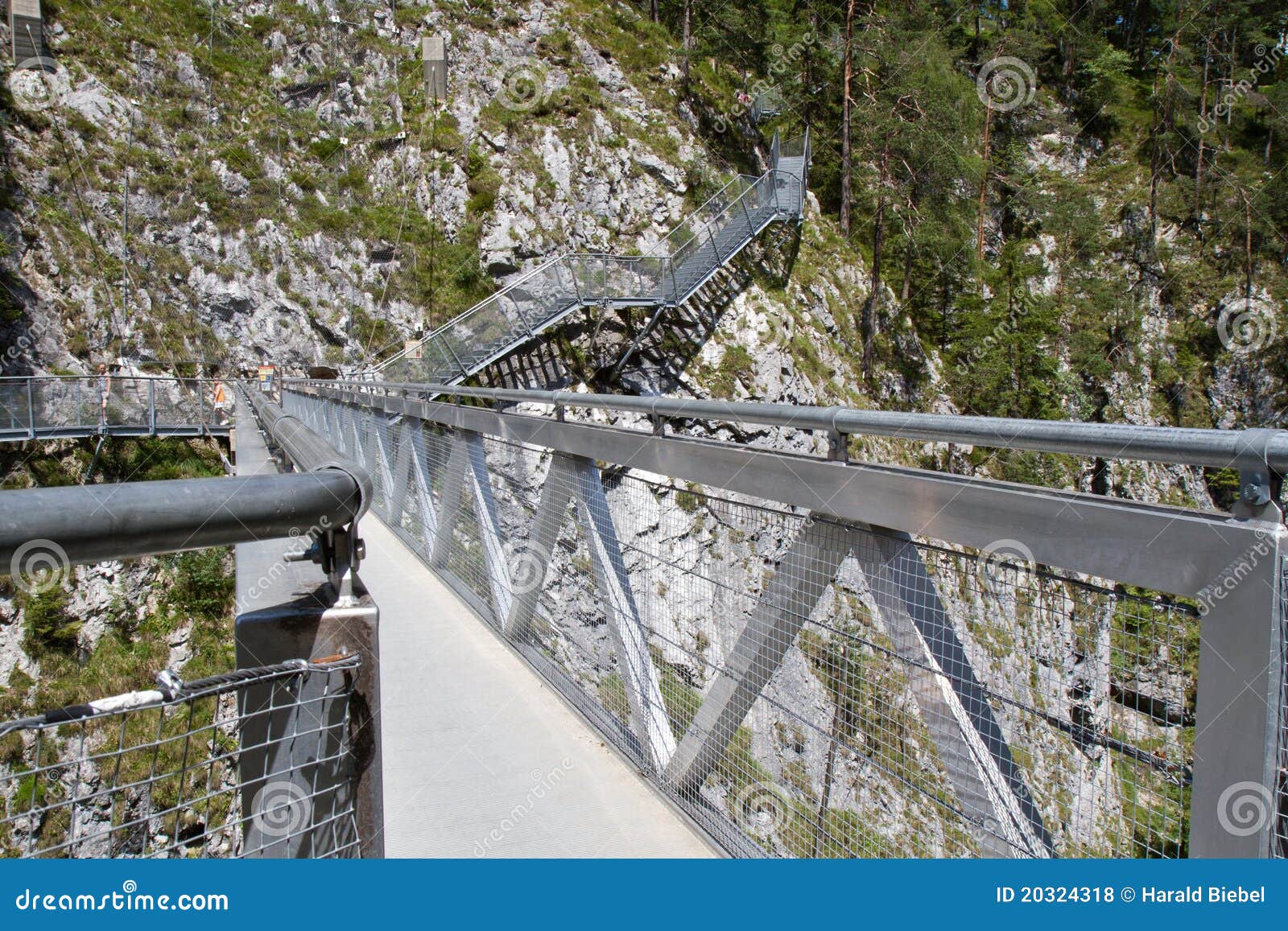 Steel Bridge in the Bavarian Alps, Germany Stock Photo - Image of ...