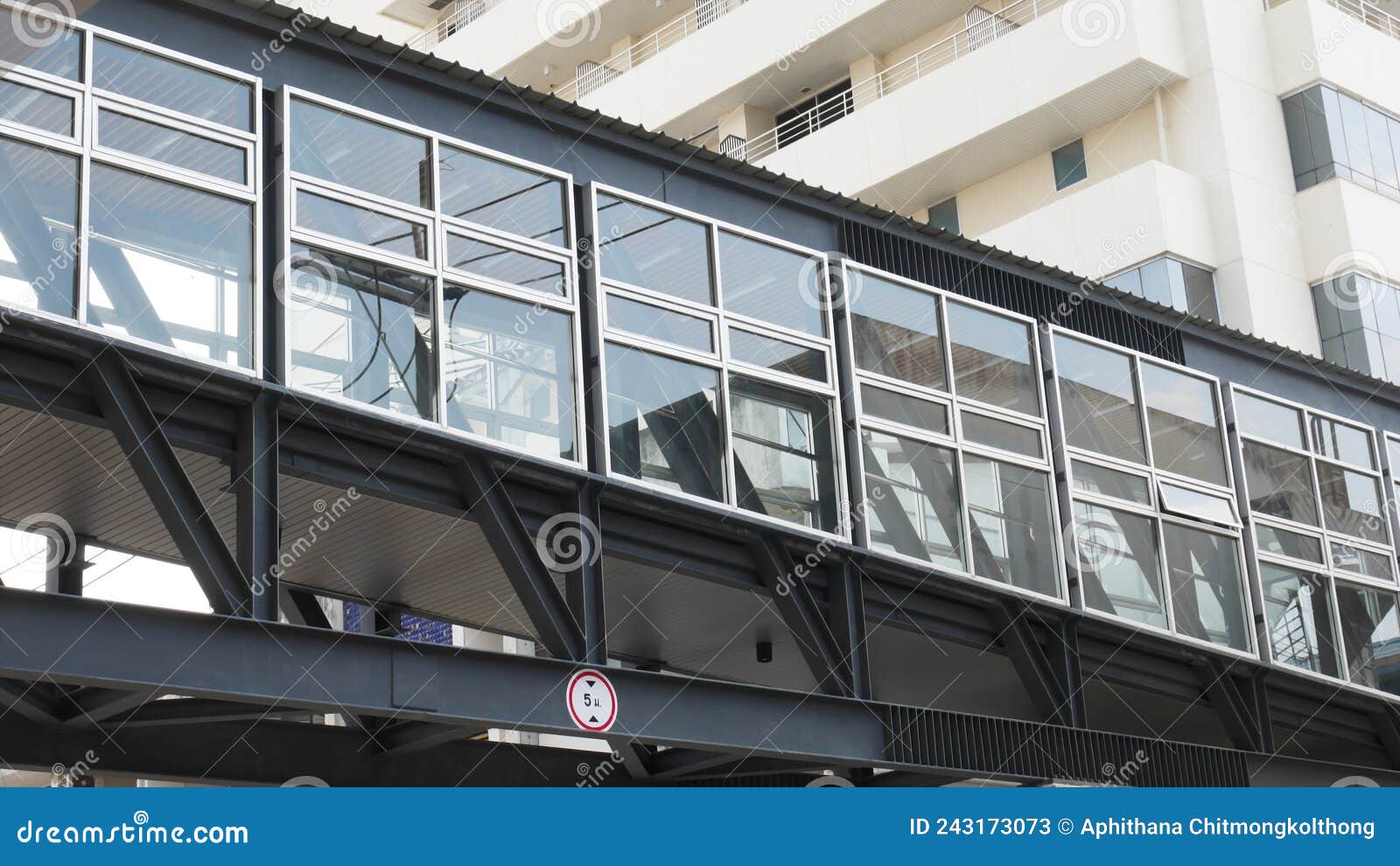 Steel Bridge Connecting the Buildings . the Square Shape Pattern Steel ...