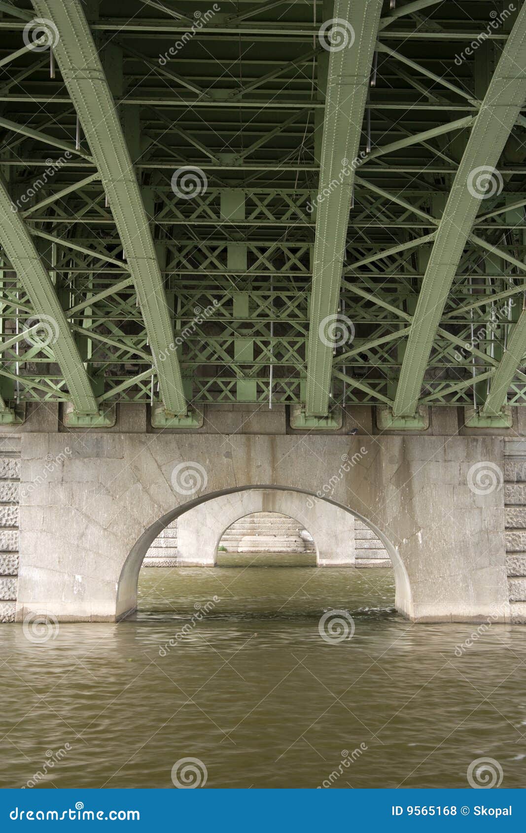 Steel bridge construction stock photo. Image of pylon - 9565168