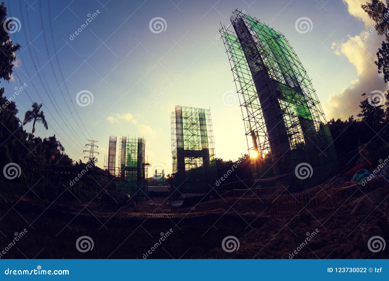 Steel bridge construction stock photo. Image of highway - 123730022
