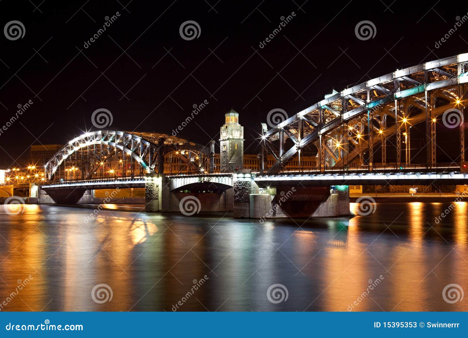 Steel bridge by night stock image. Image of built, landscape - 15395353