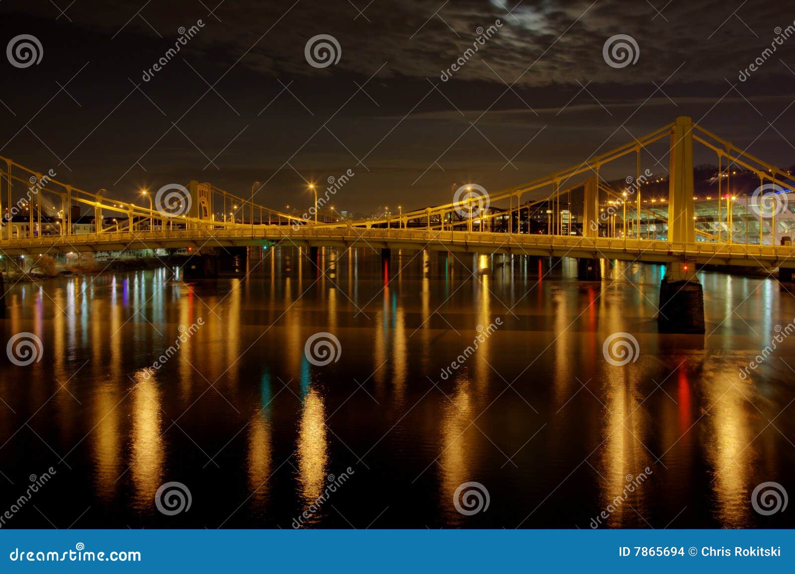 Steel Bridge Over Water stock photo. Image of city, lights - 7865694