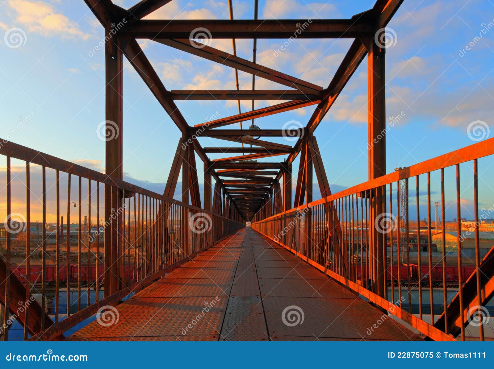 Steel bridge for people stock image. Image of cross, railing - 22875075
