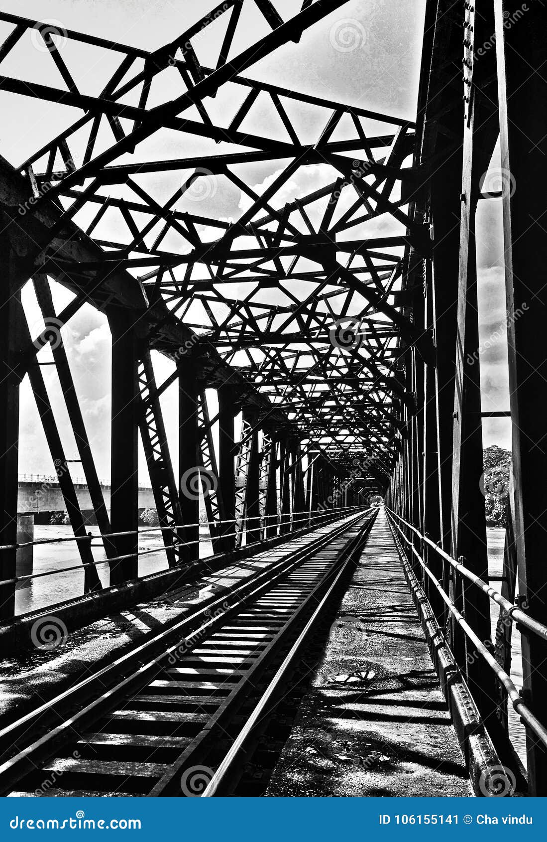 Old Steel Bridge with Train Path Stock Image - Image of blue ...