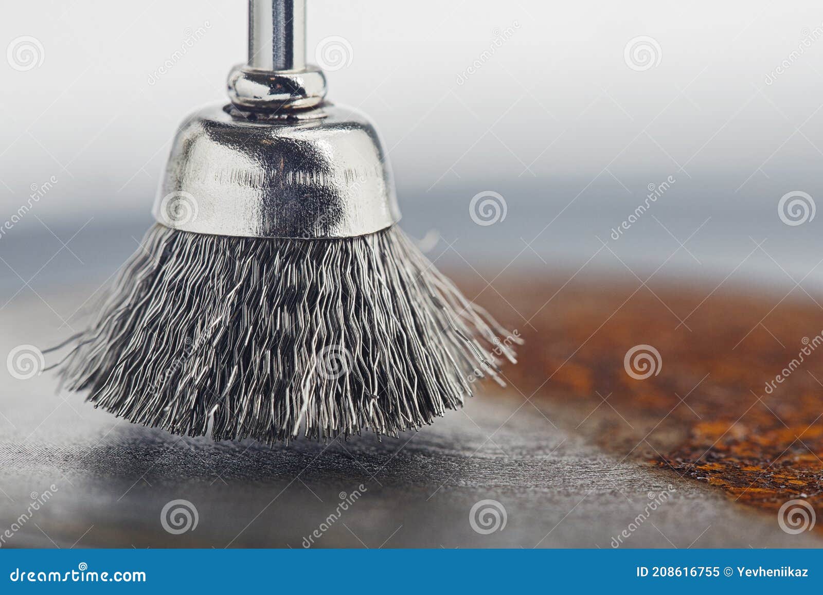 Steel Brush for Drill Clean Off Old Metal Sheet with Rust Stock Image ...