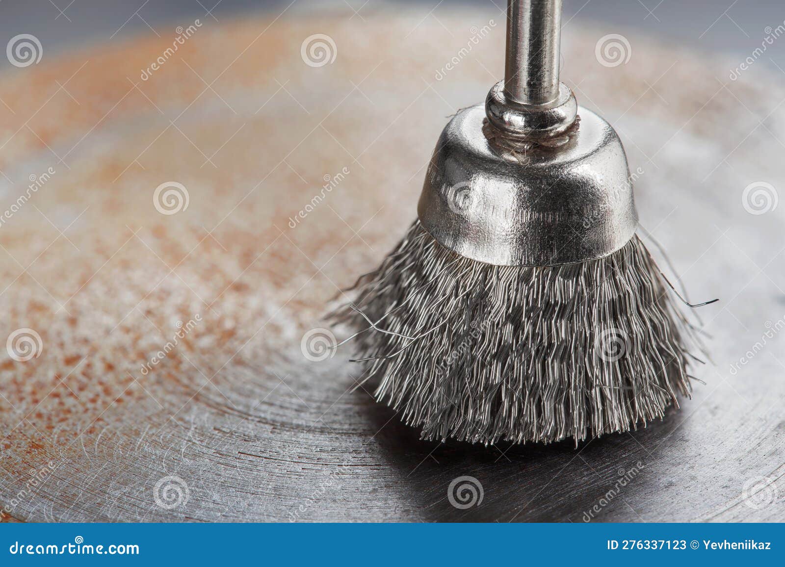 Steel Brush for Drill Clean Off Old Metal Sheet with Rust Stock Image ...