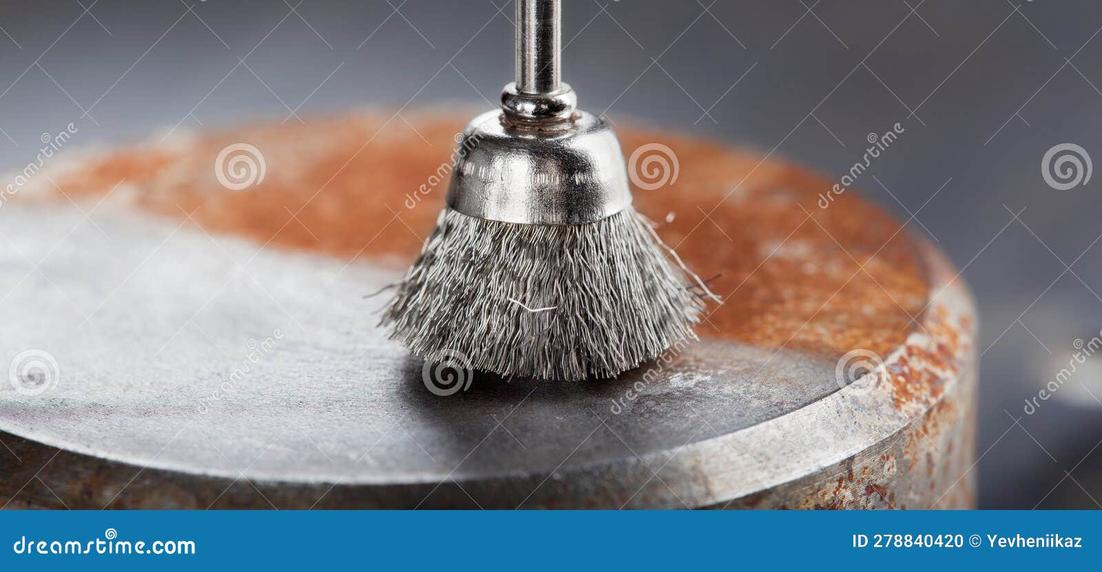 Steel Brush for Drill Clean Off Old Metal Sheet with Rust Stock Photo ...