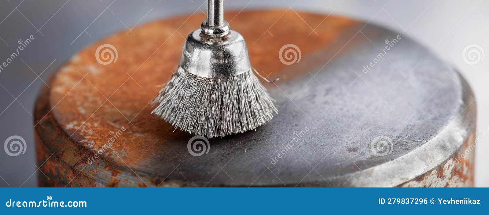 Steel Brush for Drill Clean Off Old Metal Sheet with Rust Stock Photo ...