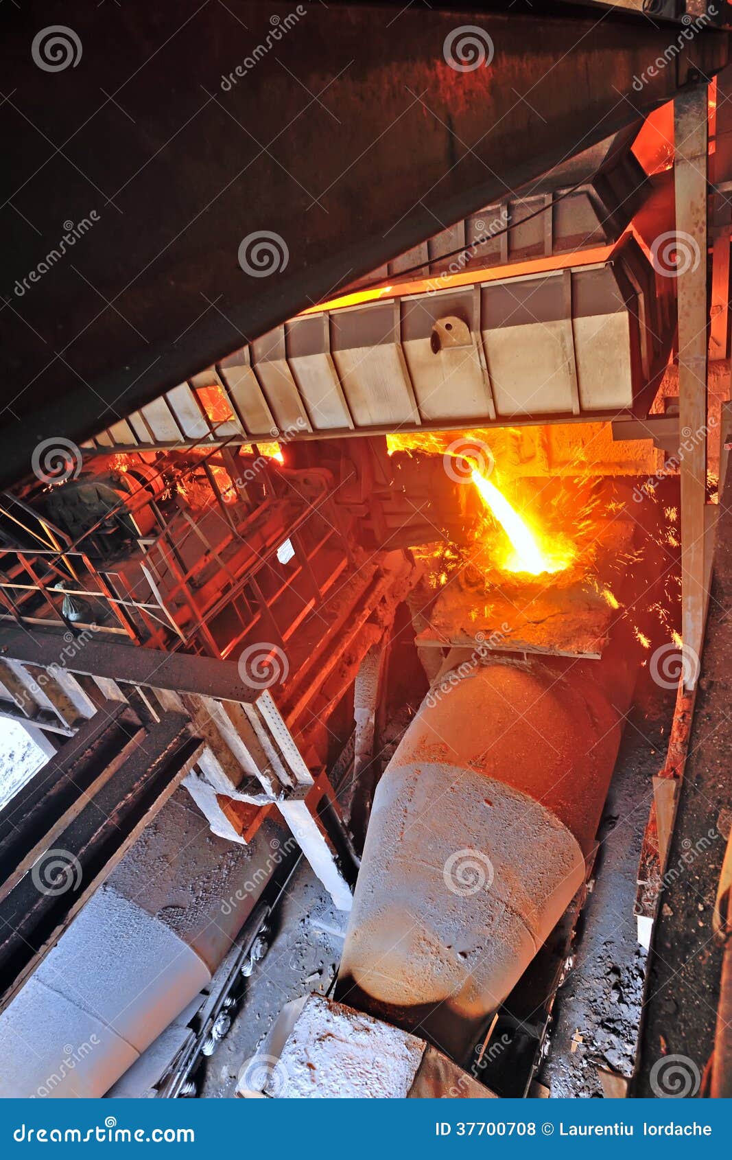 Steel Buckets To Transport the Molten Stock Photo - Image of industry ...