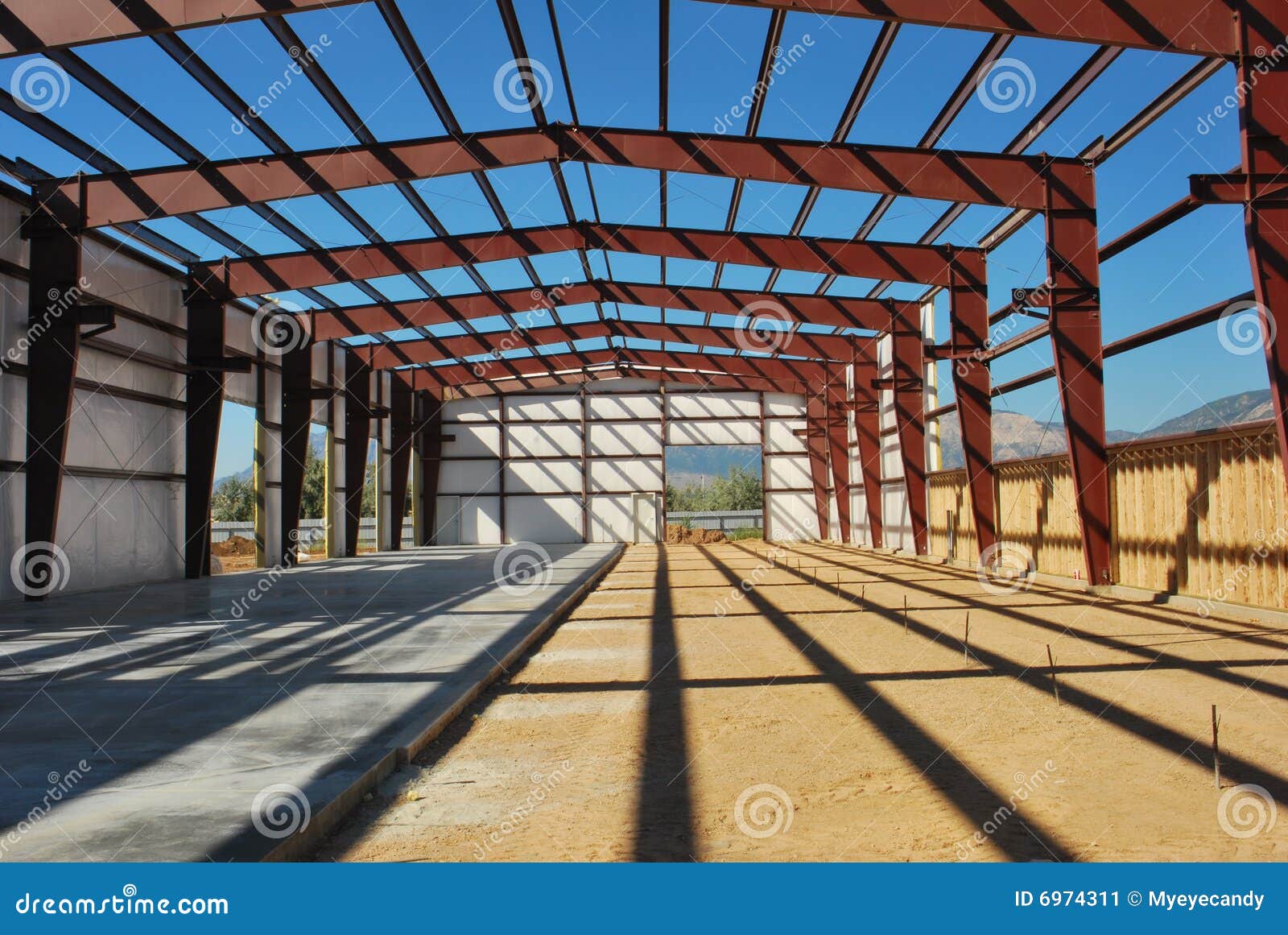 Steel building stock image. Image of large, concrete, shop - 6974311