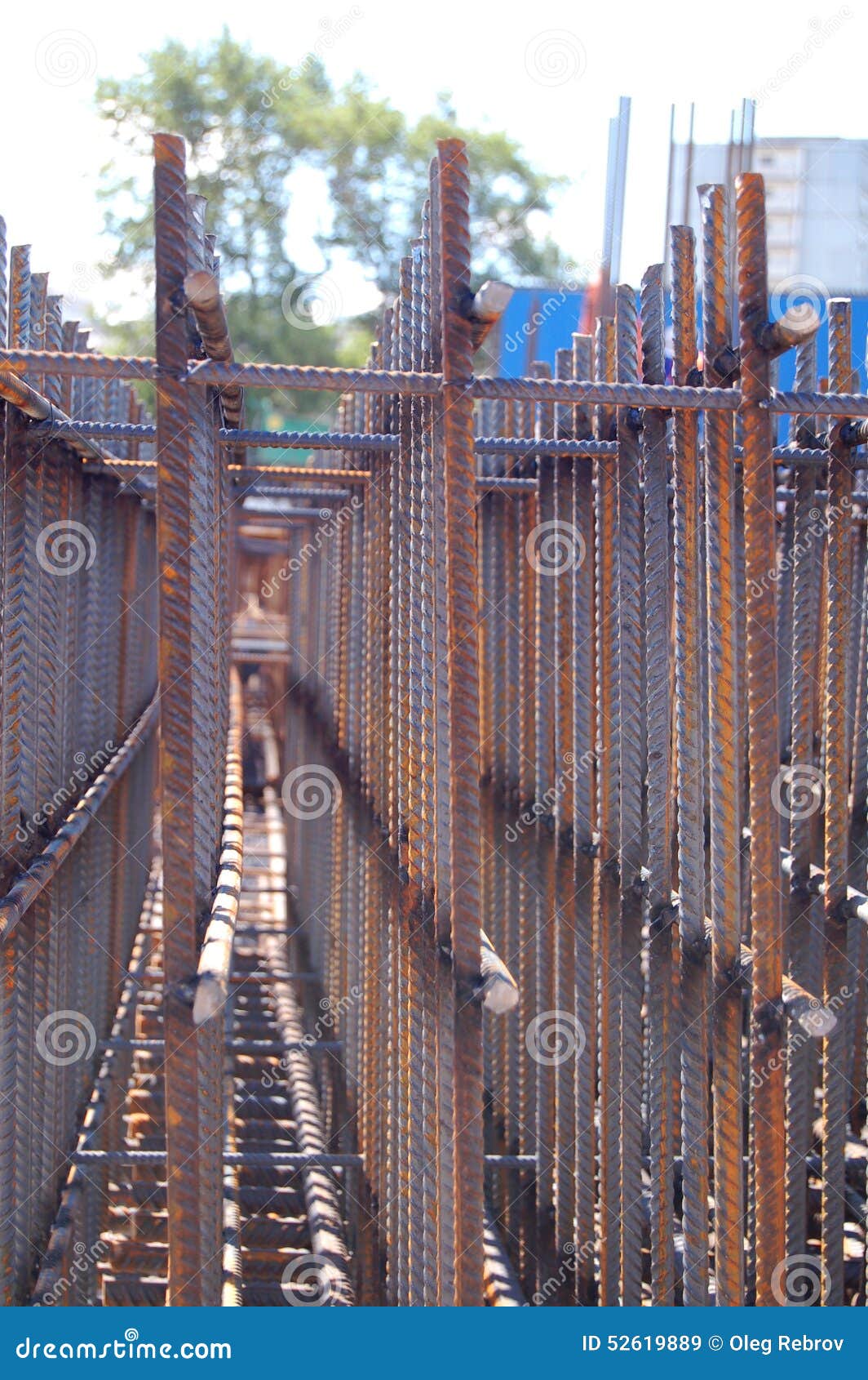 Steel building foundation stock image. Image of rods - 52619889