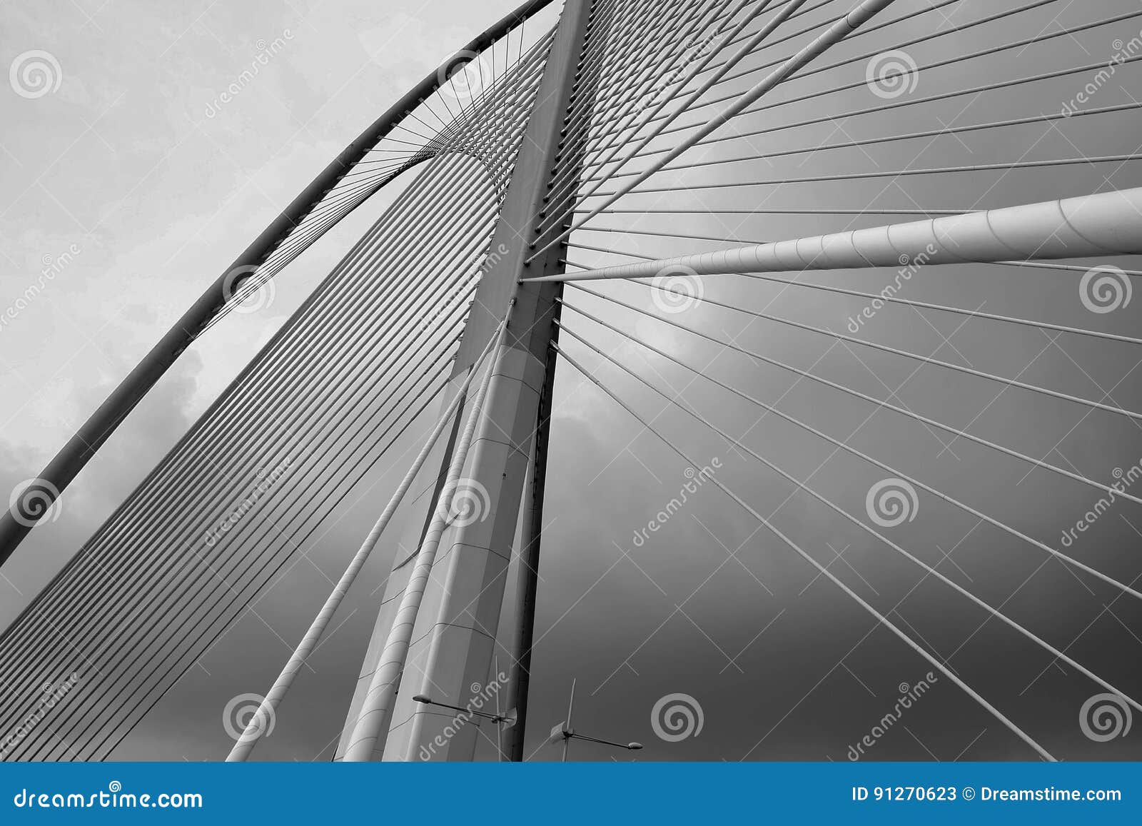 Steel Cable Bridge Black and White Color Stock Image - Image of ...