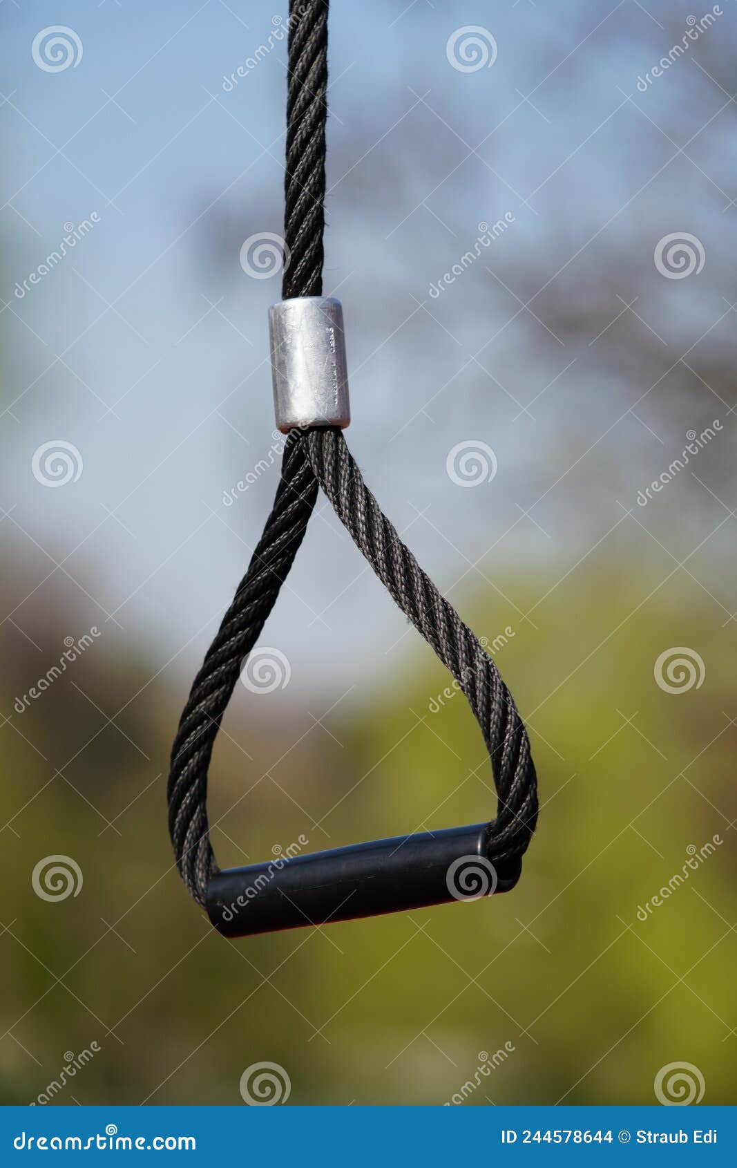 Steel cable with handle stock photo. Image of wheel - 244578644