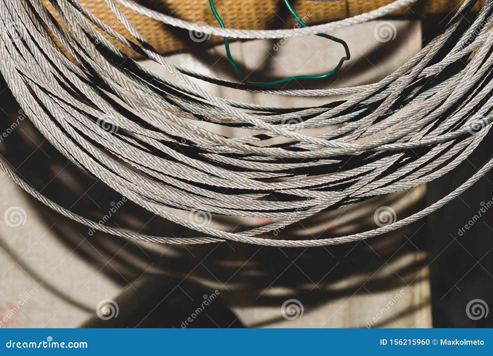 Steel Cable. Hank of Metal Rope Close Up Stock Photo - Image of gray ...