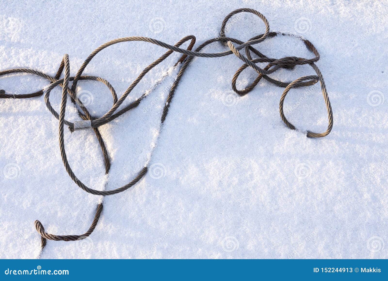 Steel wire rope in snow stock image. Image of flexibility - 152244913