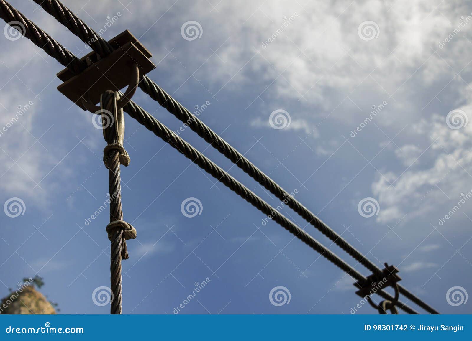 Steel Cable Structure , Blue Sky Background Stock Photo - Image of ...