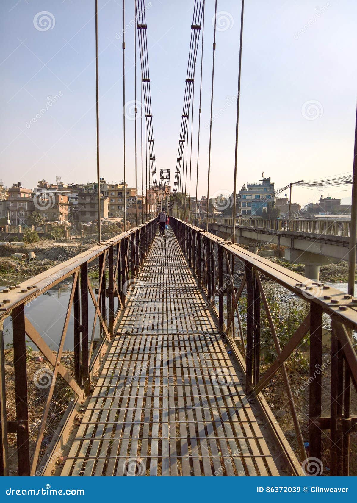 Steel Cable Walking Bridge editorial stock image. Image of swinging ...