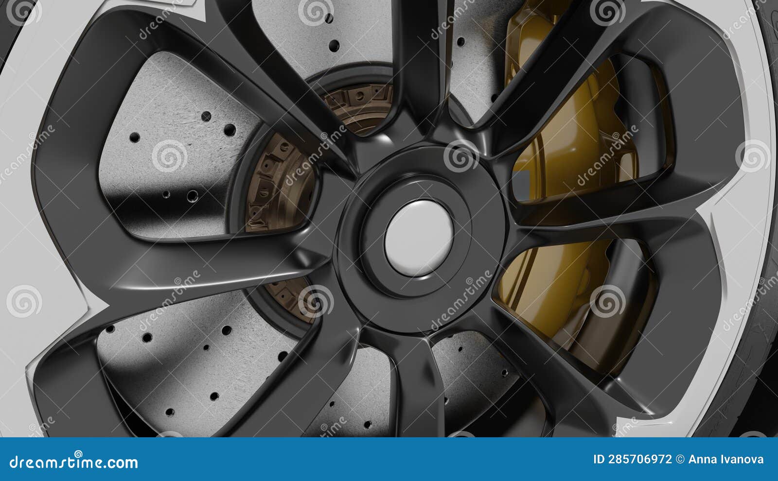 Steel Car Disc on Wheel, Disc Brakes. Cast Disc of Car Stock ...