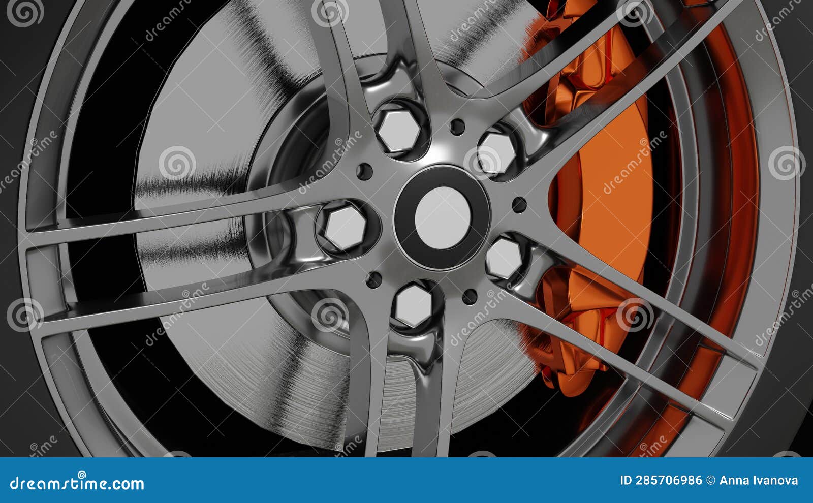 Steel Car Disc on Wheel, Disc Brakes. Cast Disc of Car Stock ...