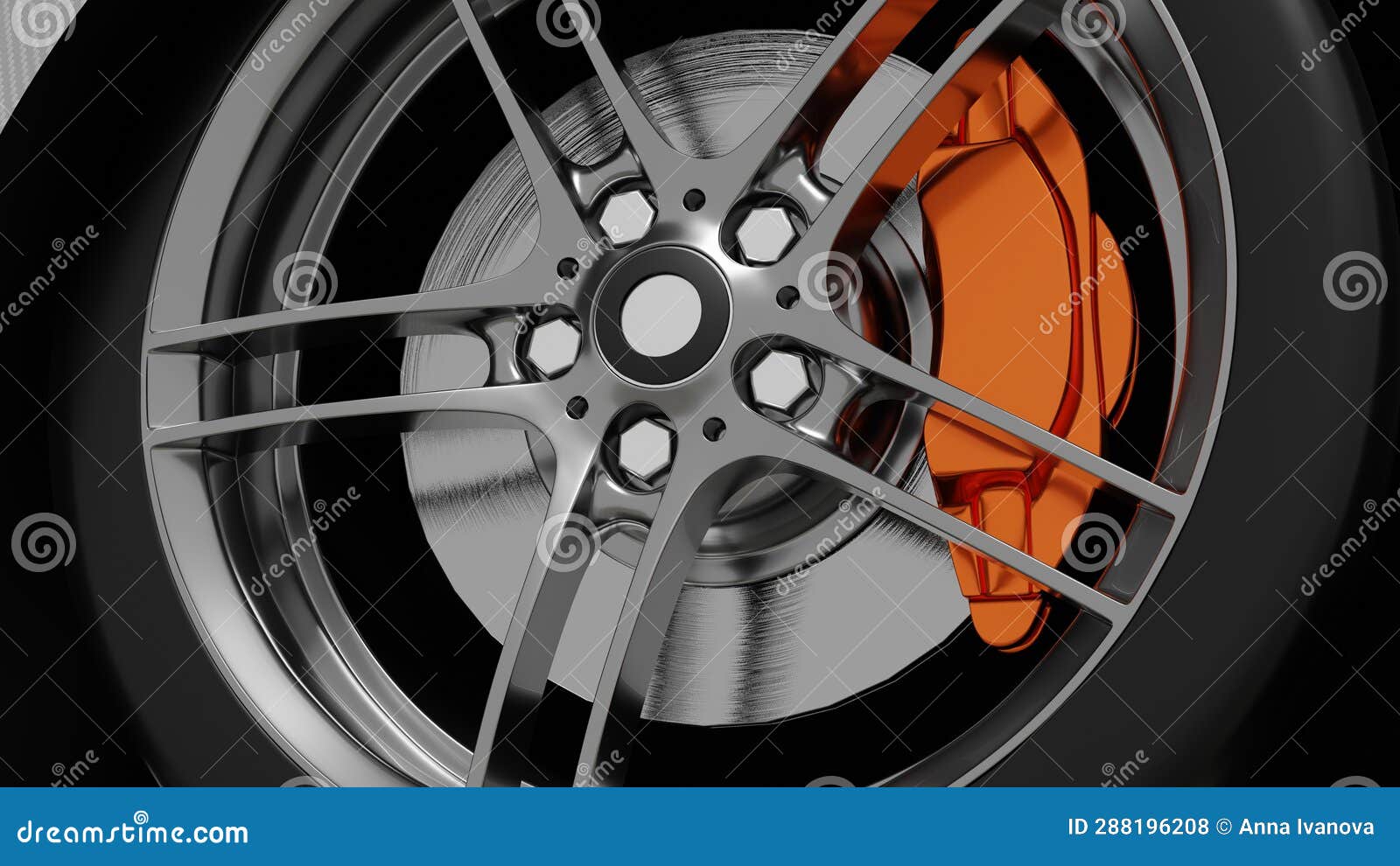 Steel Car Disc on Wheel, Disc Brakes. Cast Disc of Car Stock ...