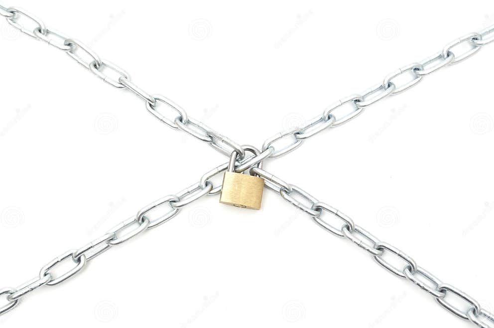 Steel chain cross lock stock image. Image of close, protection - 13471599