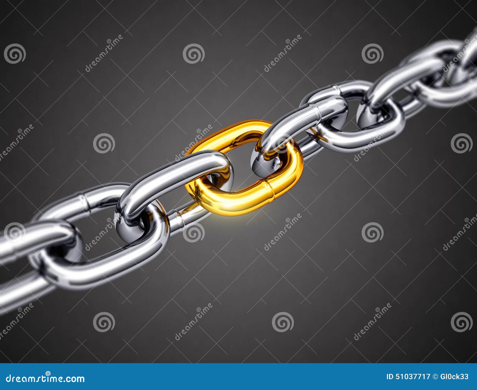 Steel Chain with a Gold Link Stock Illustration - Illustration of ...