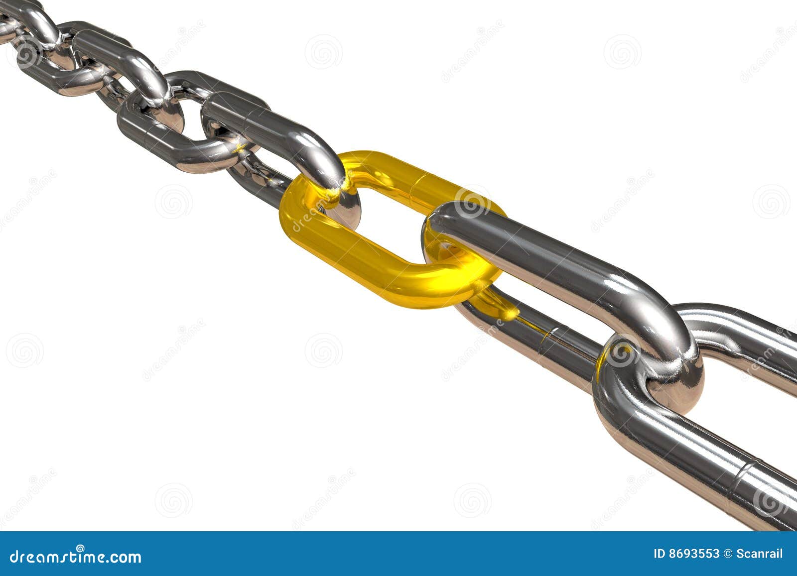 Steel Chain with Golden Link Stock Illustration - Illustration of ...