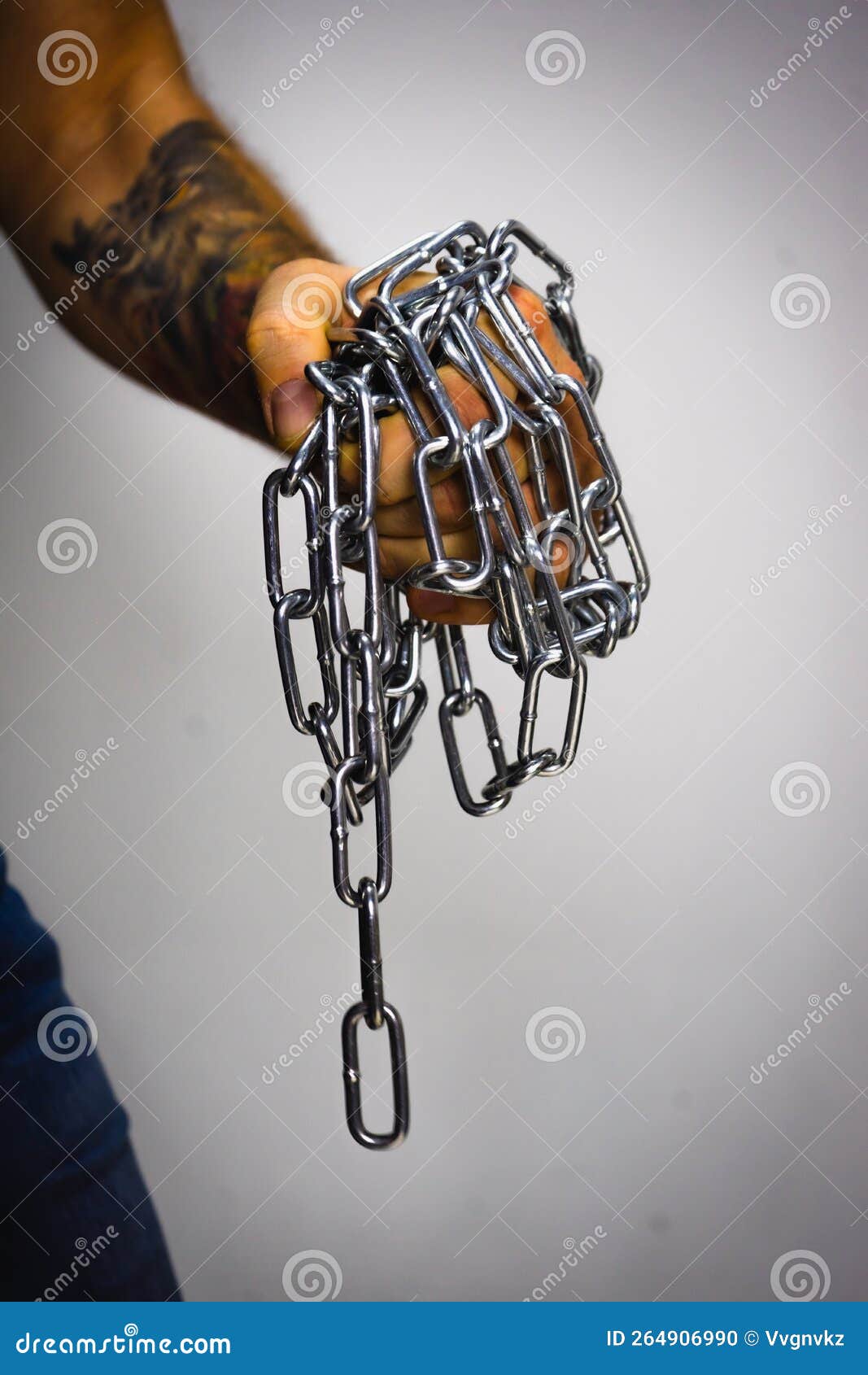 A Steel Chain in the Hand of a Criminal Man Stock Photo - Image of ...