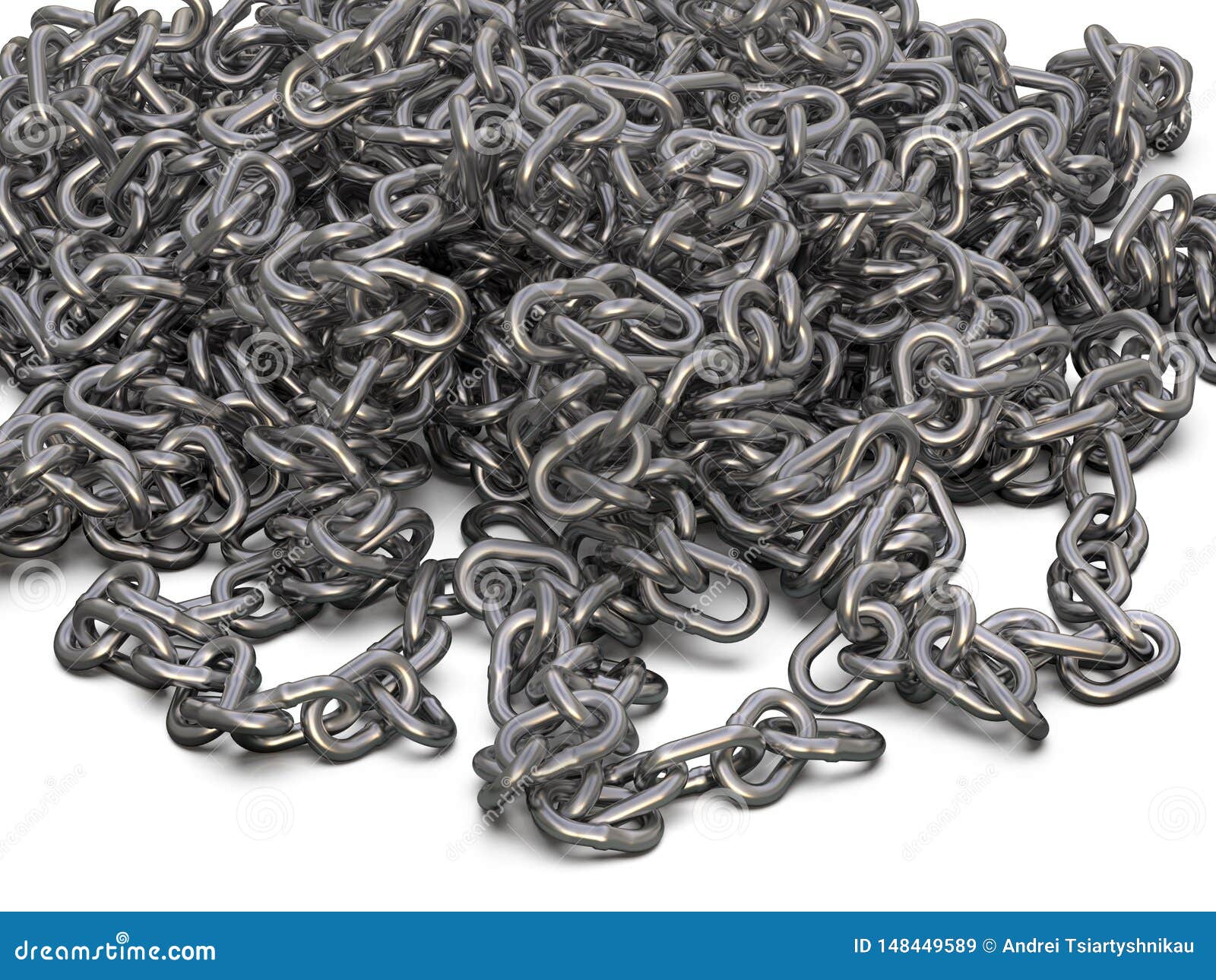 Steel Chain Isolated on White Background. 3D Illustration Stock ...
