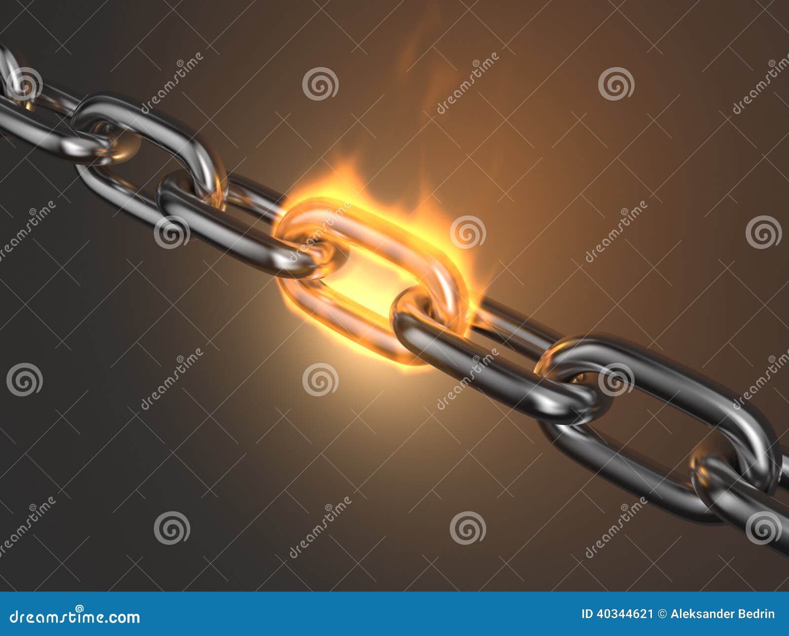 Steel Chain Link Reliabilityin Fire 3D. Teamwork Royalty-Free Stock ...