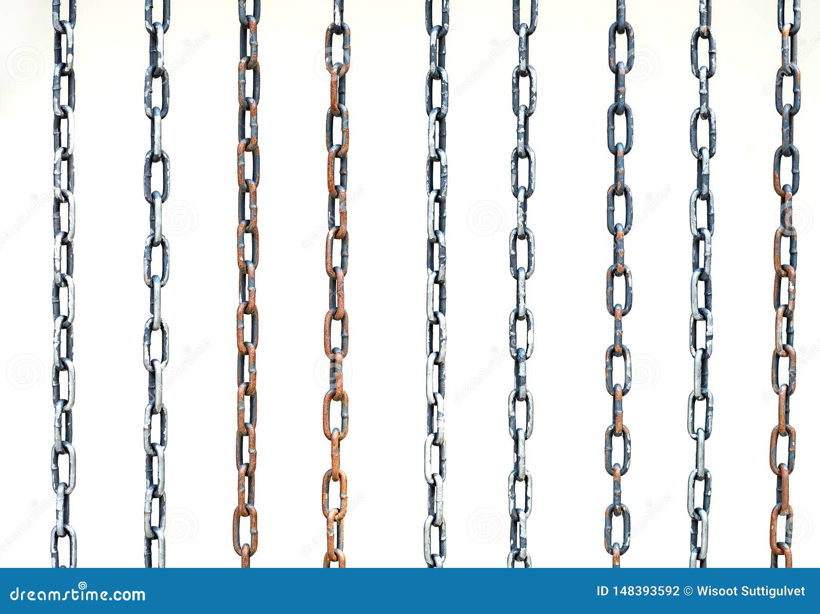 Steel Chain, on White Background; Isolated Stock Photo - Image of ...