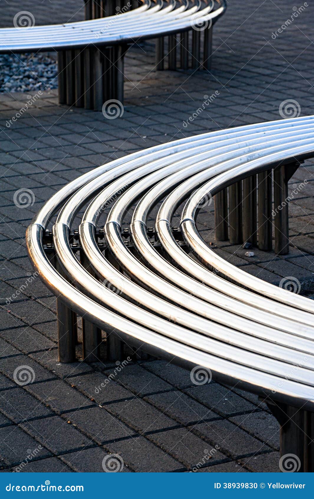 Steel circle bench stock photo. Image of polished, outdoor - 38939830