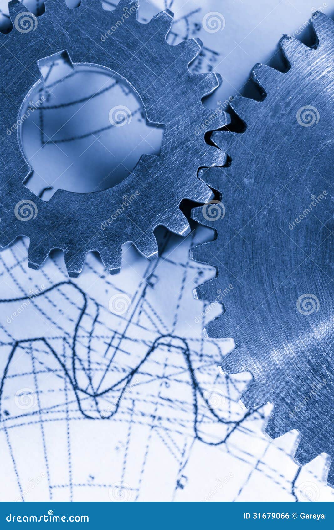 Steel cogwheels on drawing stock photo. Image of gear - 31679066