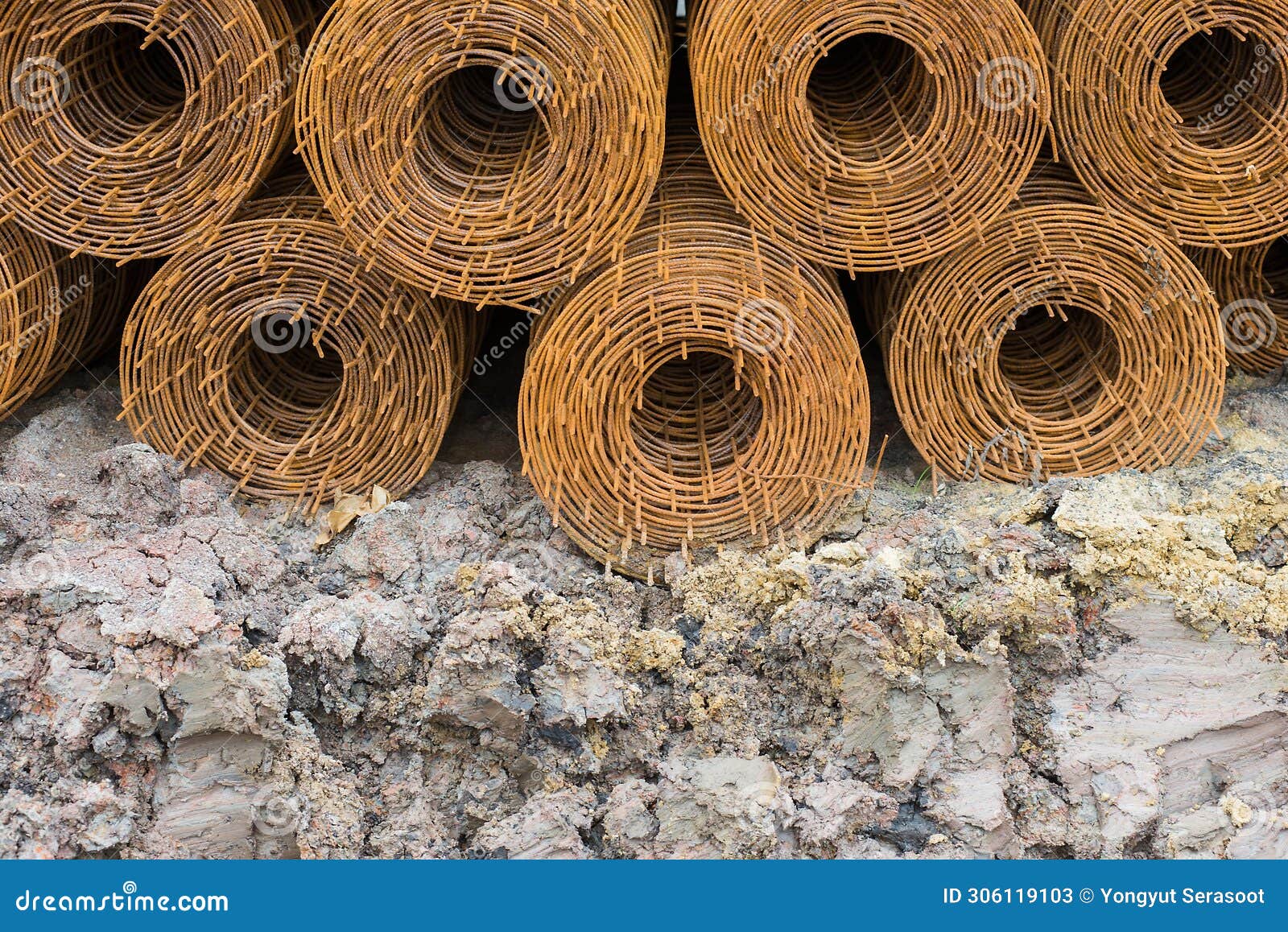 Steel Coil for Structures in Construction, Placed on the Soil Stock ...