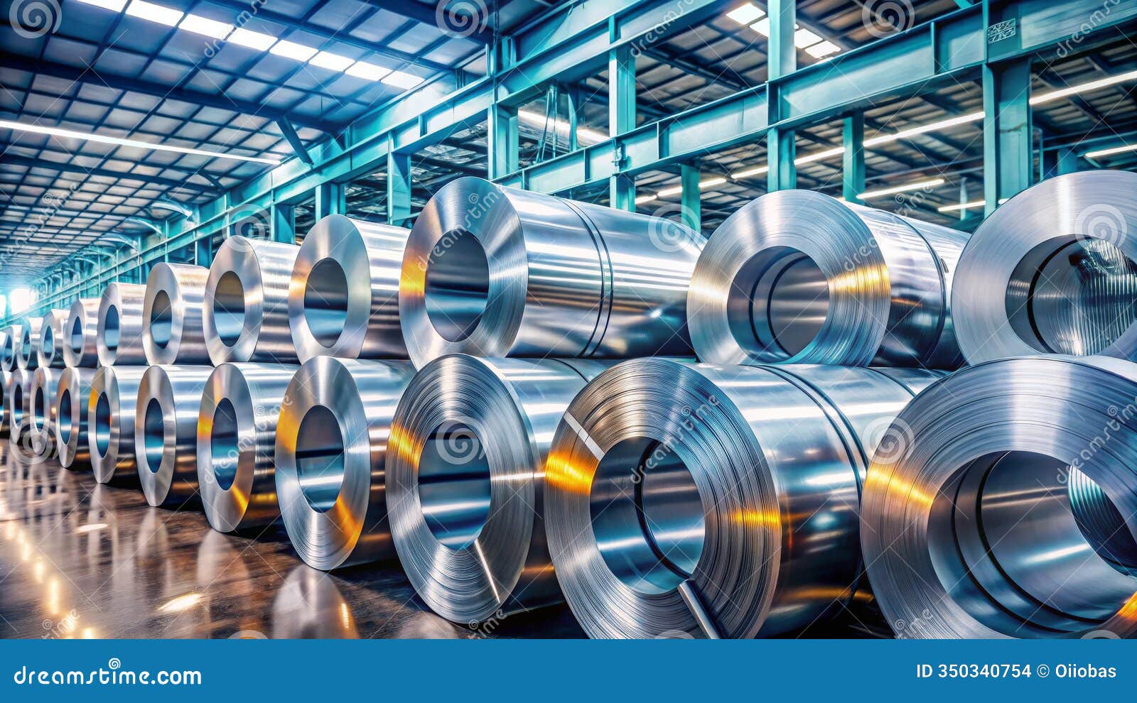 Steel Coil Warehouse Industrial Perspective Stock Illustration ...