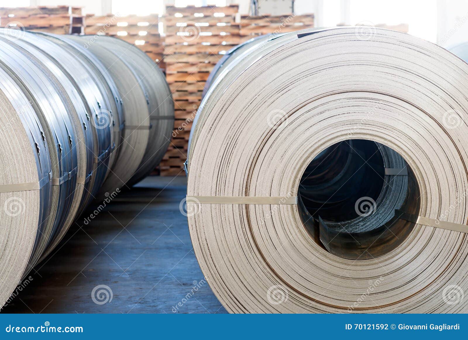 Steel Coils Stacked in a Warehouse Stock Photo - Image of construction ...